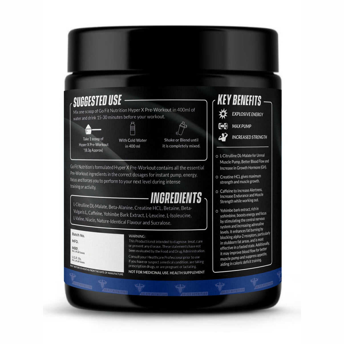 Hyper X Pre Workout (Berry Fusion, 30 Servings, 250G)| 250Mg Caffeine ...