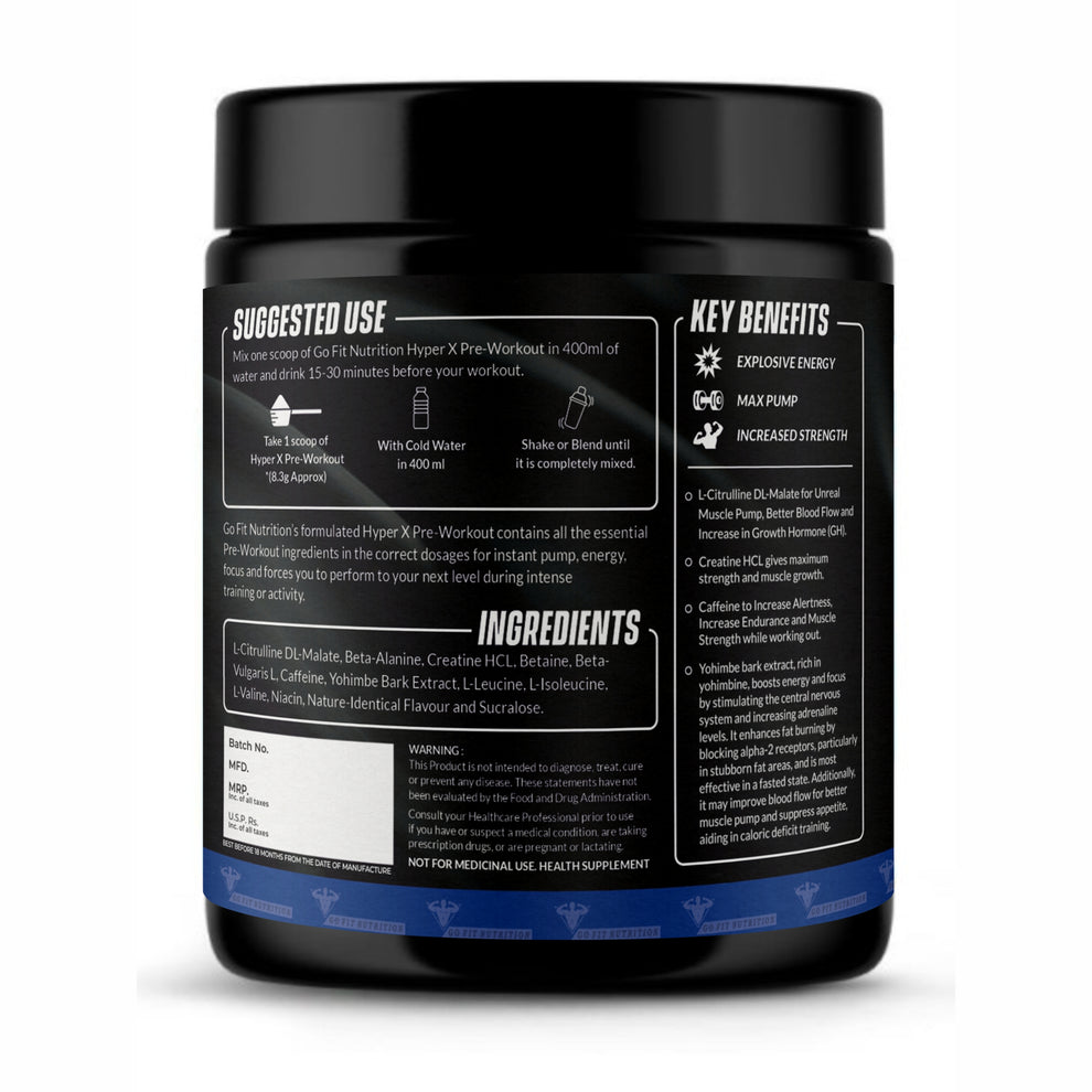 Hyper X Pre Workout (Berry Fusion, 30 Servings, 250G)| 250Mg Caffeine ...